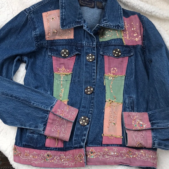 new directions | Jackets & Coats | Vintage Decorated Jean Jacket | Poshmark